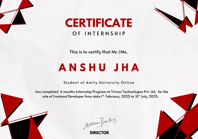 Anshu Jha - Full Stack Developer
